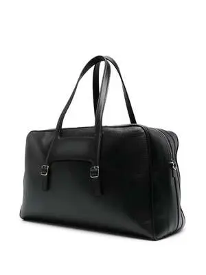 Santoni Leather Luggage Bag - Black