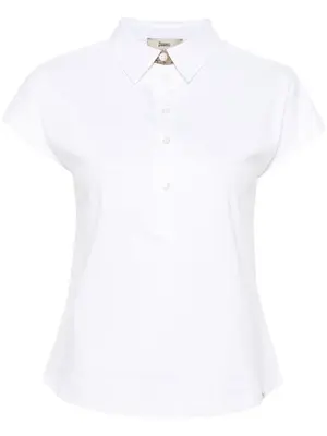 Herno Logo-tape Cotton Polo Top - White