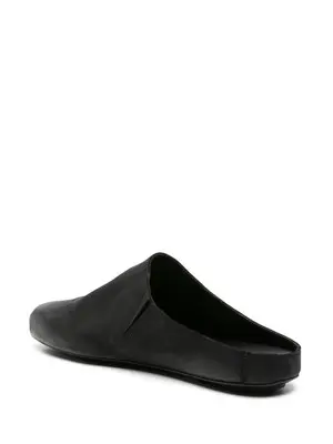 UMA WANG Square-toe Leather Slippers - Black