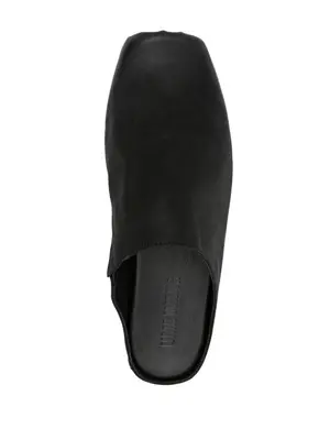 UMA WANG Square-toe Leather Slippers - Black