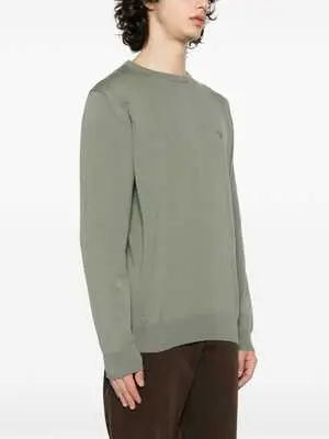 Barbour Logo-embroidered Cotton Crew Neck Sweater - Green