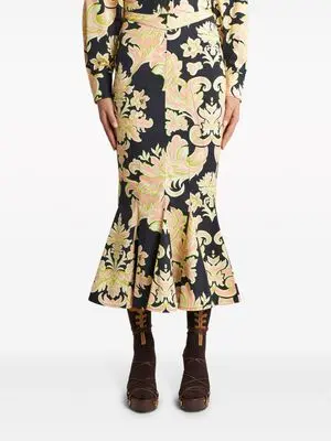 Etro Abstract-print Cotton Midi Skirt