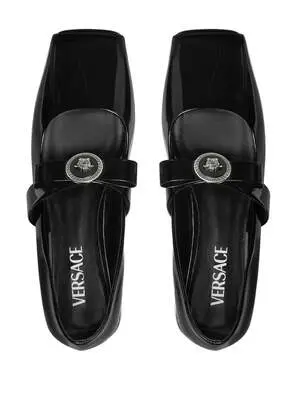 Versace Medusa-head Leather Ballerinas - Black