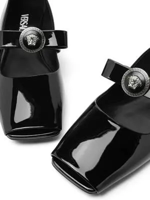Versace Medusa-head Leather Ballerinas - Black