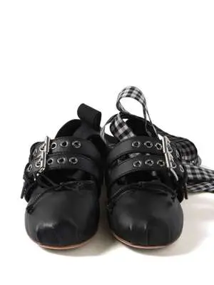Miu Miu Buckled Ballerina Shoes - Black