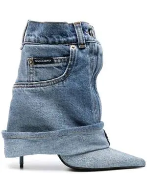 Dolce & Gabbana 105mm Denim Ankle Boots