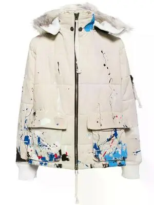 GREG LAUREN Splatter-paint Down Jacket - Neutrals
