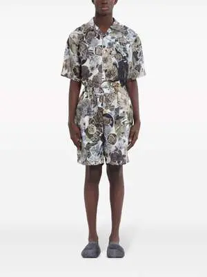 Marni Floral-print Silk Shorts - Neutrals
