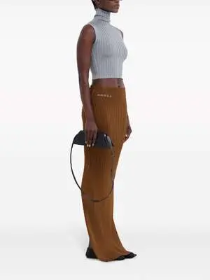 Marni Logo-jacquard Ribbed Knit Skirt - Brown