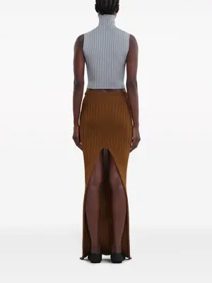Marni Logo-jacquard Ribbed Knit Skirt - Brown
