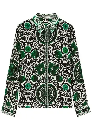 Alice + Olivia Willa Monarch Printed Silk Shirt