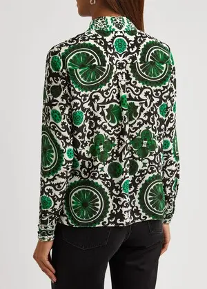 Alice + Olivia Willa Monarch Printed Silk Shirt