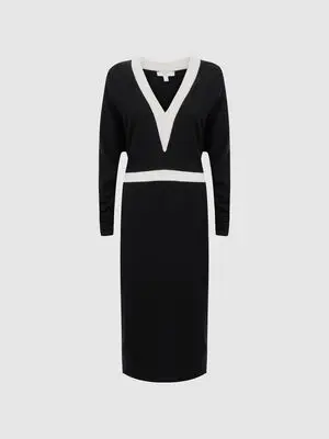REISS Jodie Knitted Colourblock Midi Dress
