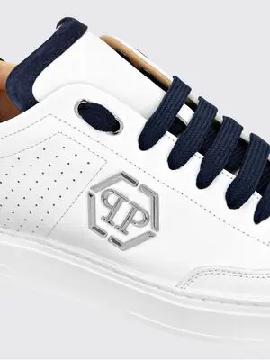 Philipp Plein Leather And Suede Low-top Sneakers With Monogram And Logo - White