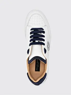 Philipp Plein Leather And Suede Low-top Sneakers With Monogram And Logo - White