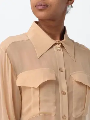 Alberta Ferretti Sheer Shirt With Pocket Detail - Beige