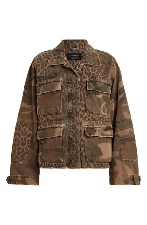 ALLSAINTS Finch Camo Leopard Mixed Print Cotton Jacket