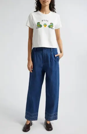 BODE Murray Embroidered Wide-leg Jeans