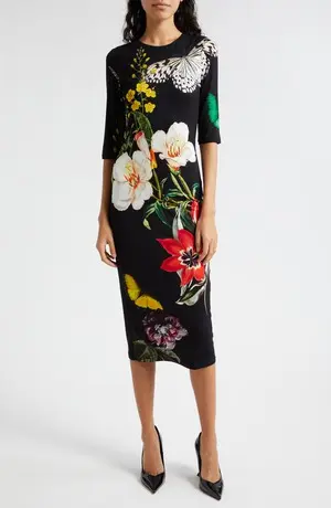 Alice + Olivia Delora Floral Midi Dress