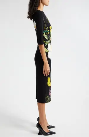 Alice + Olivia Delora Floral Midi Dress