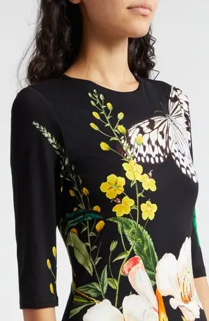 Alice + Olivia Delora Floral Midi Dress