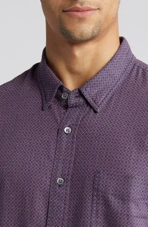 Rails Carson Geometric Print Short Sleeve Linen Blend Button-up Shirt