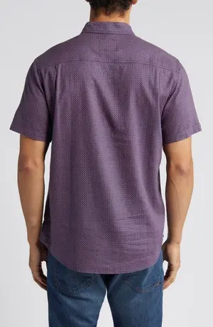 Rails Carson Geometric Print Short Sleeve Linen Blend Button-up Shirt