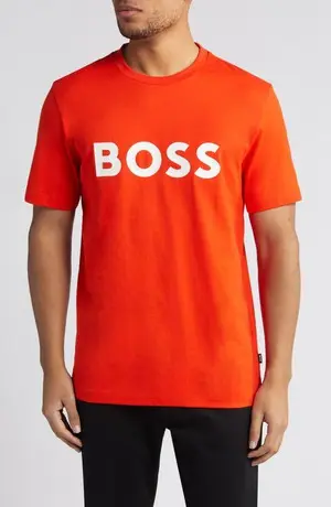 BOSS Tiburt Logo Graphic T-shirt Bright Orange