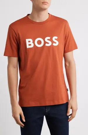 BOSS Tiburt Logo Graphic T-shirt Dark Orange