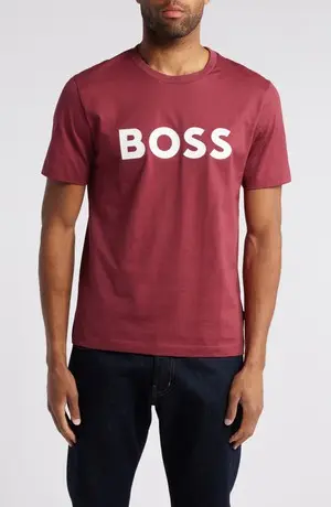 BOSS Tiburt Logo Graphic T-shirt - Dark Red