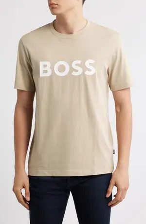 BOSS Tiburt Logo Graphic T-shirt Light Beige