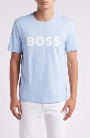 BOSS Tiburt Logo Graphic T-shirt Light Blue