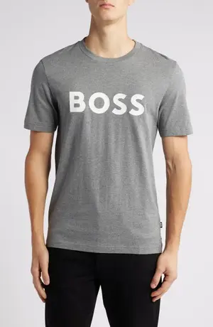 BOSS Tiburt Logo Graphic T-shirt - Medium Grey