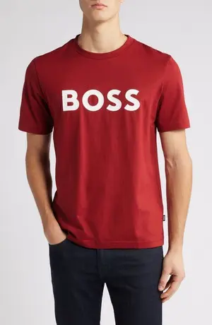BOSS Tiburt Logo Graphic T-shirt Medium Red