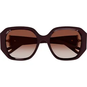 Chloé 56mm Square Sunglasses Burgundy