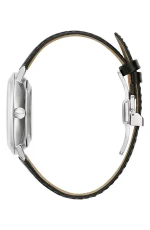 Bulova Frank Sinatra Rat Pack Leather Strap Watch - Silver-tone