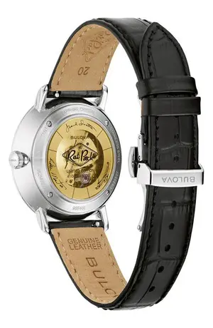 Bulova Frank Sinatra Rat Pack Leather Strap Watch - Silverone