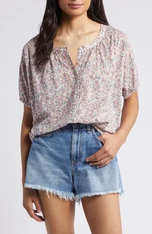 Lucky Brand Floral Print Cotton Top
