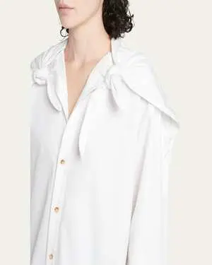 Bottega Veneta Knotted Cotton Canvas Shirt - Bianco