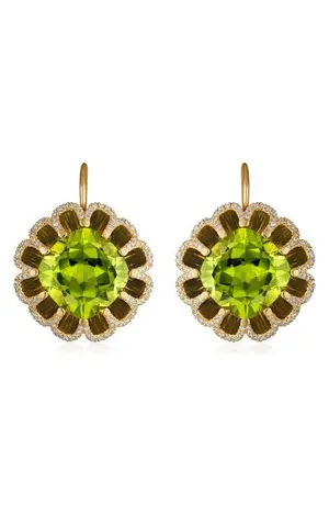 MINDI MOND Floating Peridot And Diamond Drop Earrings - Gold/peridot/diamond