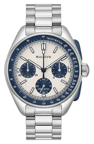 Bulova Lunar Pilot Chronograph Watch - Silverone