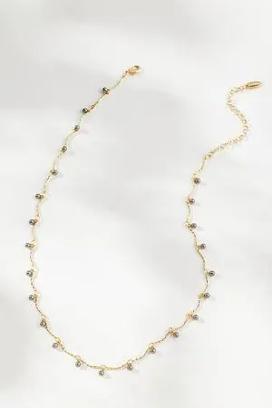 Anthropologie By Anthropologie Drippy Crystal Necklace Grey