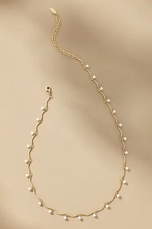 Anthropologie By Anthropologie Drippy Crystal Necklace White