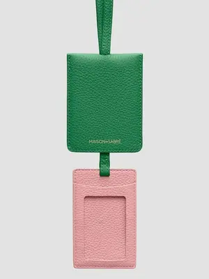 MAISON DE SABRE Leather Id Lanyard Holder - Emerald Lily