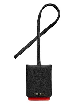 MAISON DE SABRE Leather Id Lanyard Holder Rouge Noir