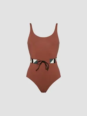 ERES Damier Belted One-piece Swimsuit - Medina