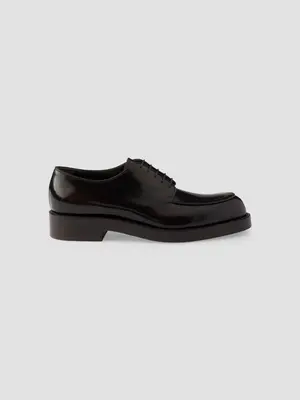 Prada Brushed Leather Derby Shoes - Brown