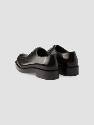 Prada Brushed Leather Derby Shoes - Brown