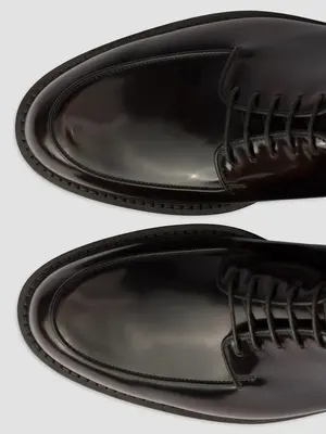 Prada Brushed Leather Derby Shoes - Brown
