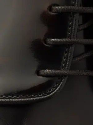 Prada Brushed Leather Derby Shoes - Brown